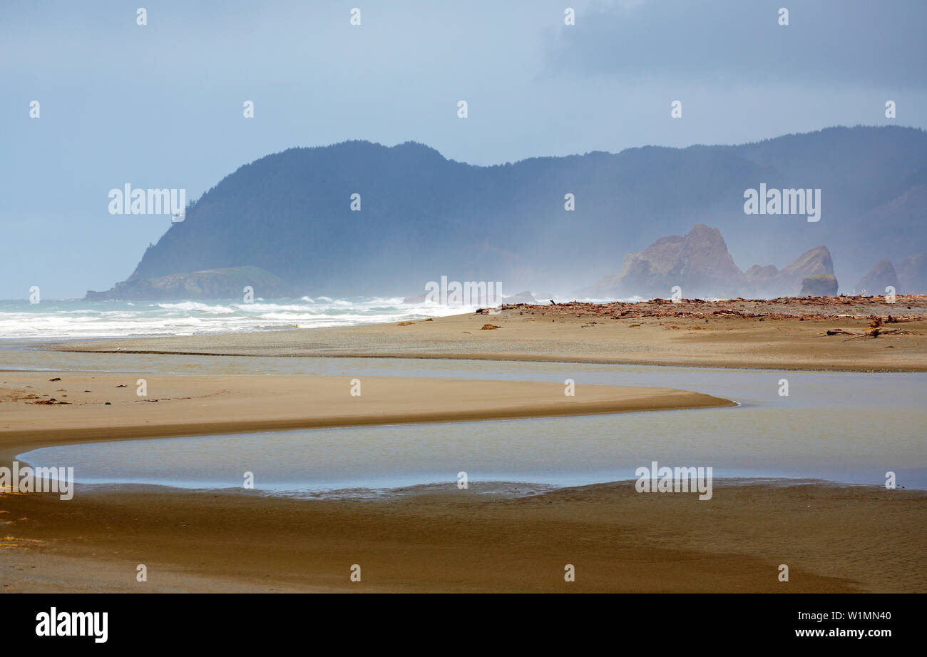 View over Pistol River towards Cape Sebastian , Oregon , USA Stock ...