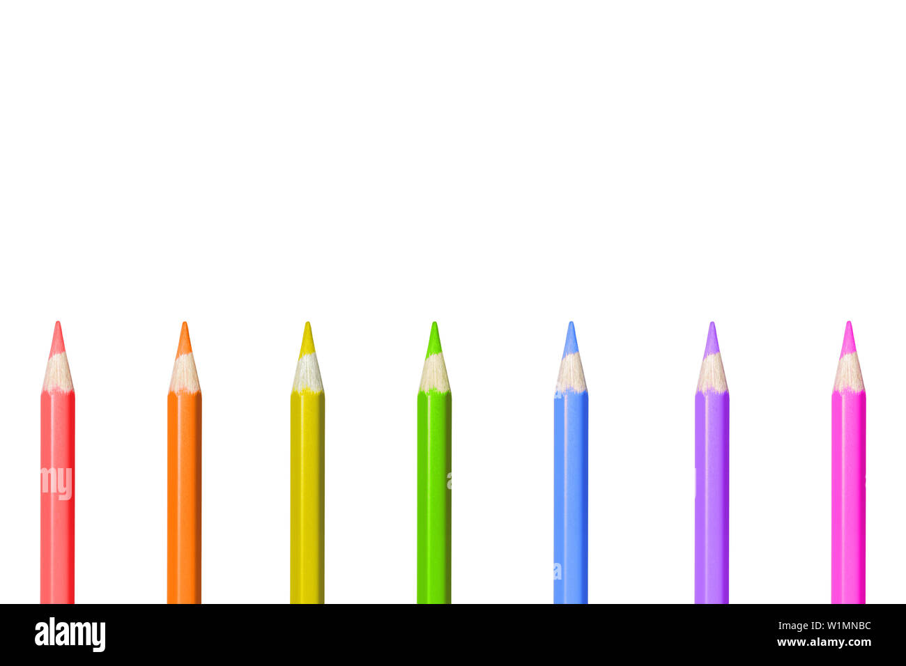 seven colored pencils isolated on white background Stock Photo - Alamy