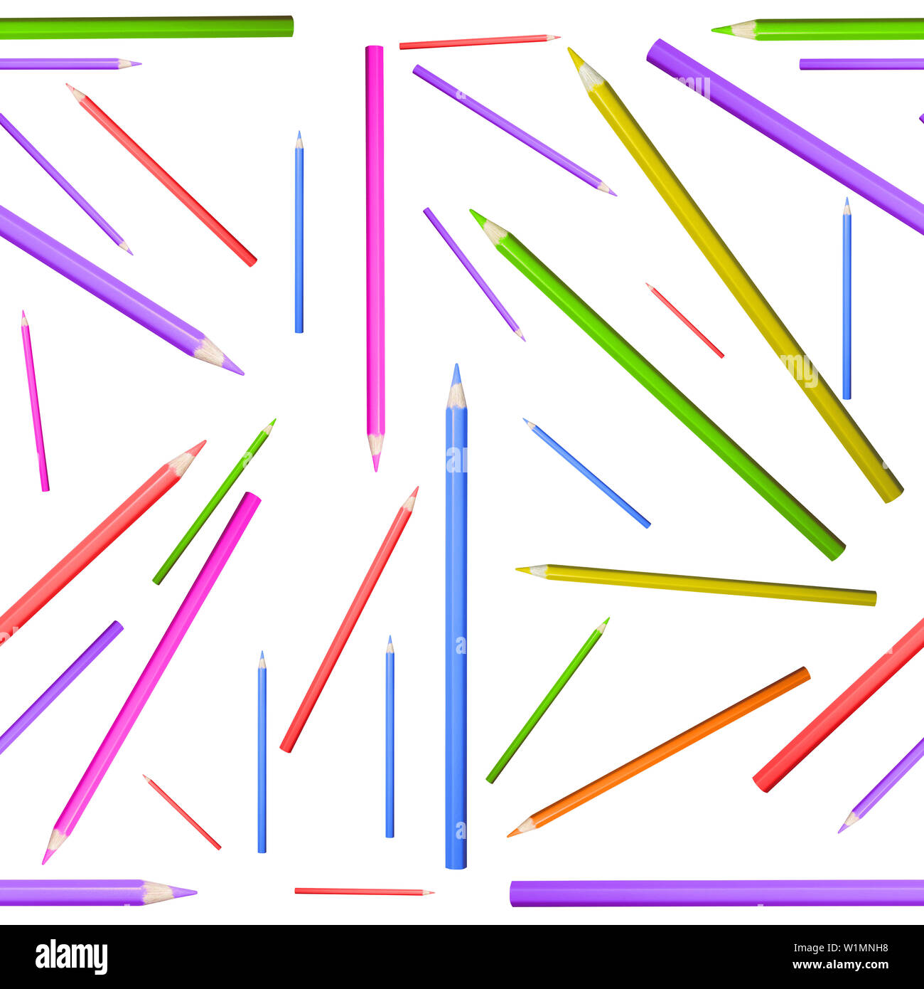 seamless pattern with color pencils. isolated on white background Stock ...