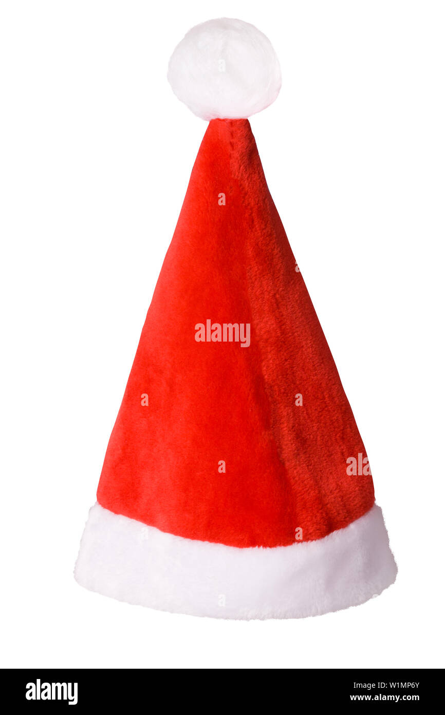 Beautiful red santa claus christmas hat. isolated on white background ...