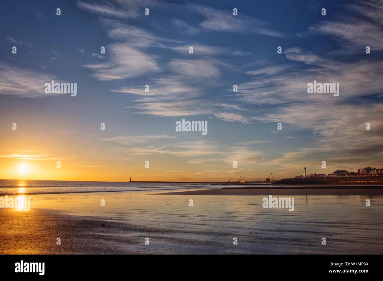 sun water sunset sea evening Stock Photo - Alamy