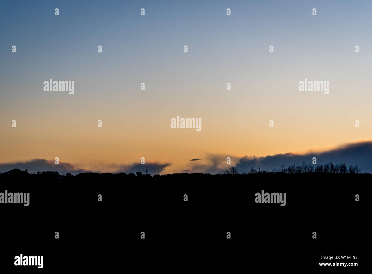 dusk fog landscape sun sunset Stock Photo - Alamy