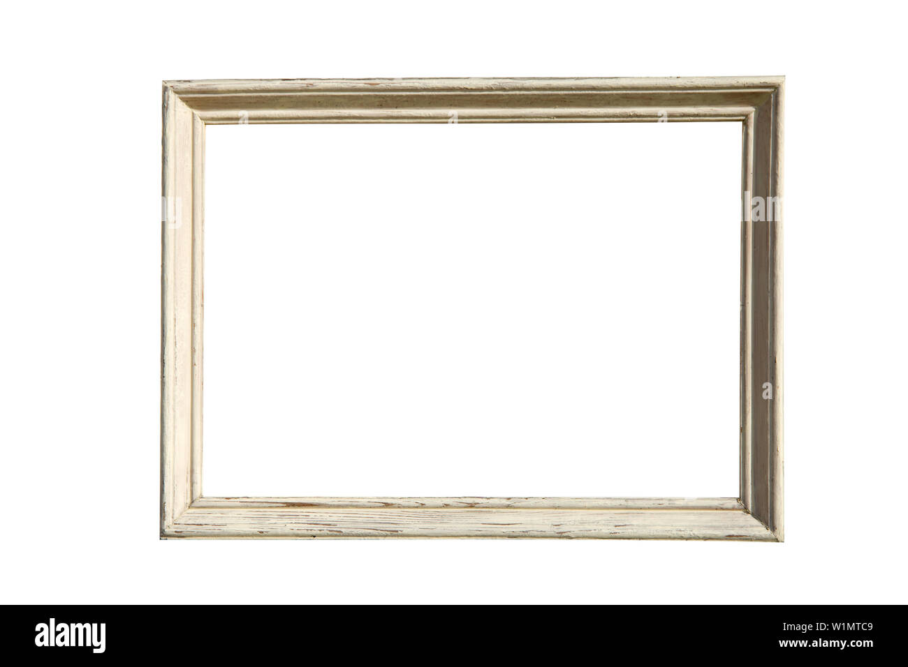 old white wooden frame isolated on white background Stock Photo - Alamy
