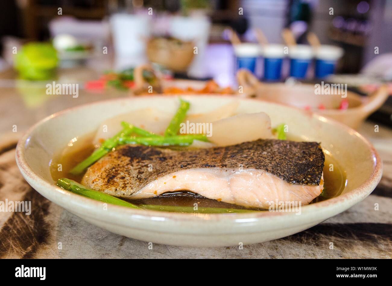 vegetable dinner fish grow plate Stock Photo - Alamy