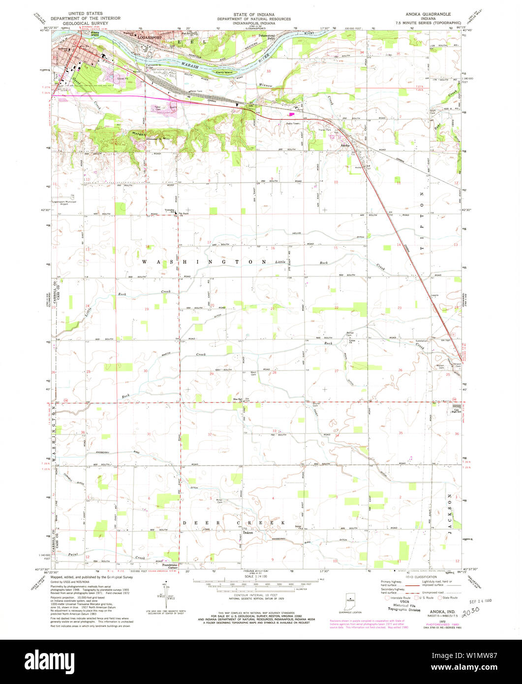 USGS TOPO Map Indiana IN Anoka 159454 1972 24000 Restoration Stock ...