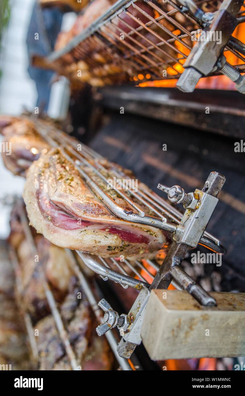 flame heat barbecue meat food Stock Photo - Alamy