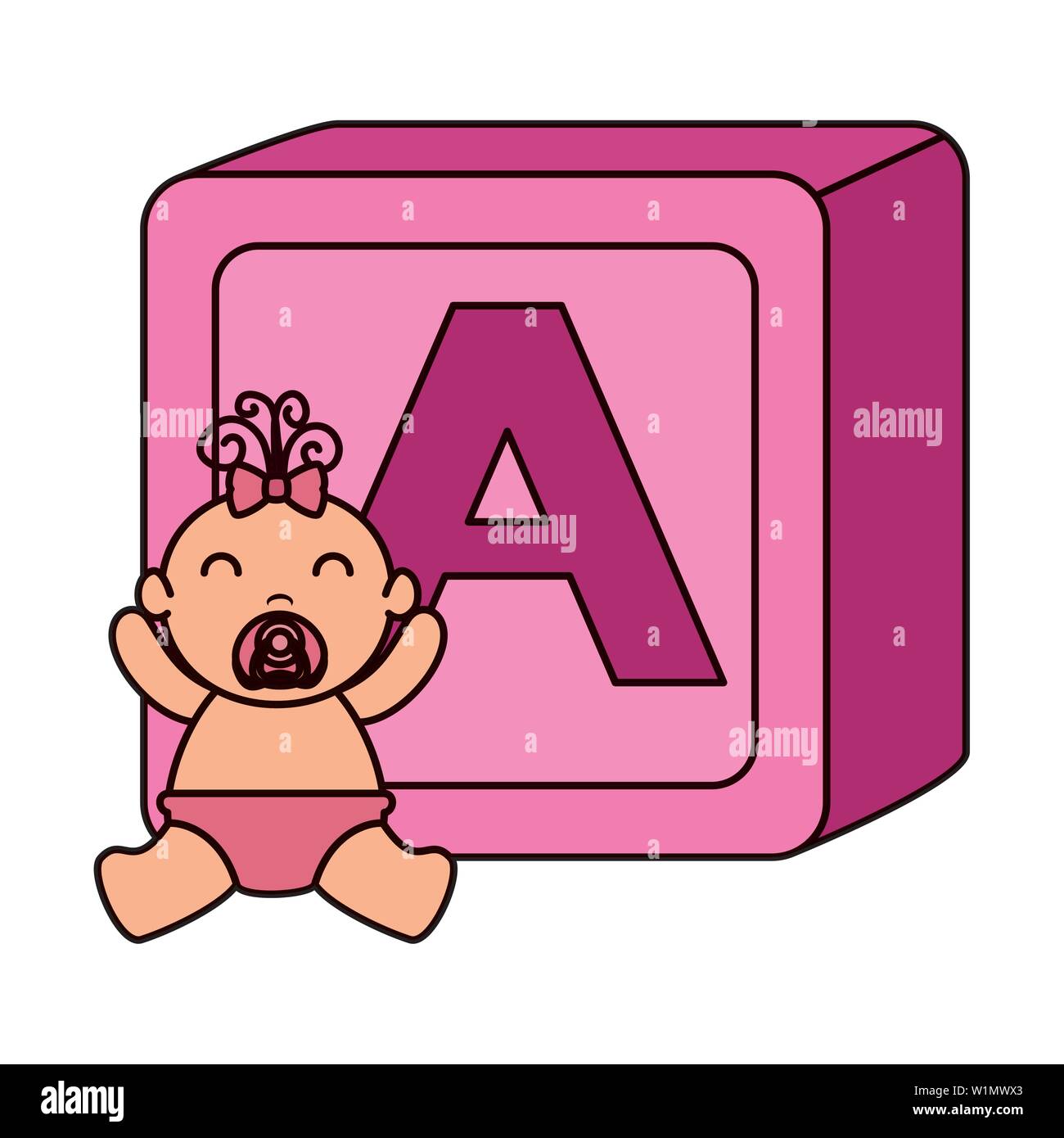 alphabet block toy with baby girl Stock Vector Image & Art - Alamy