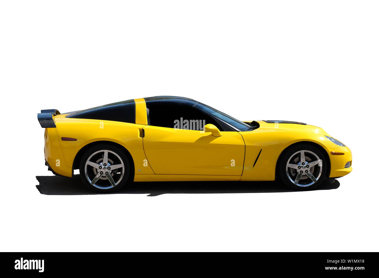 yellow car with shadow isolated on white background Stock Photo - Alamy