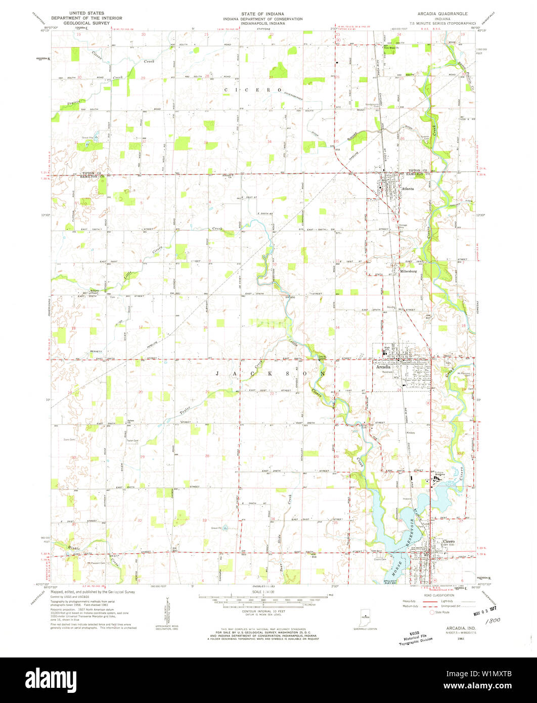 USGS TOPO Map Indiana IN Arcadia 159460 1961 24000 Restoration Stock ...
