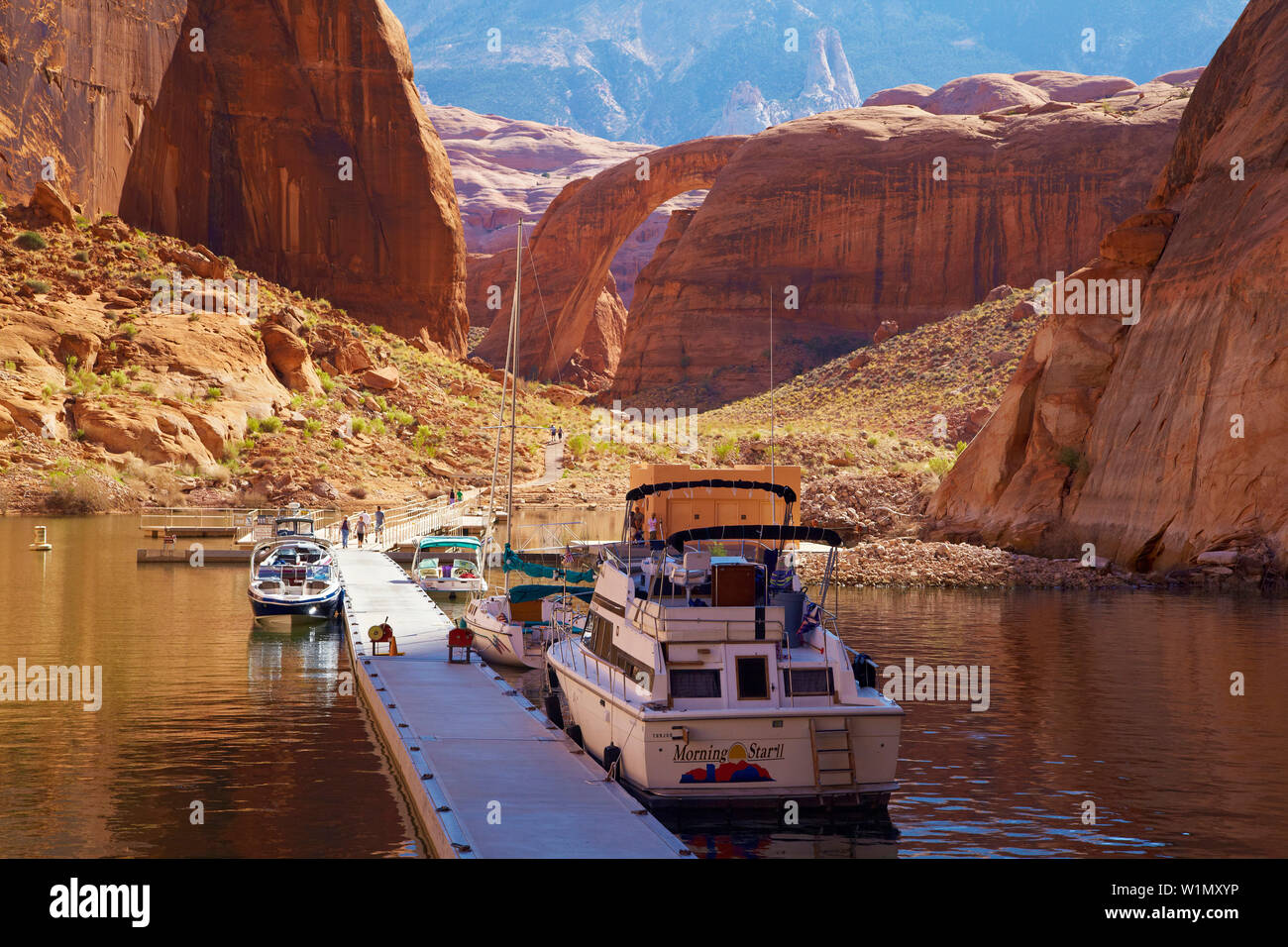 Moorings at Rainbow Bridge National Monument , Lake Powell , Utah , U.S ...
