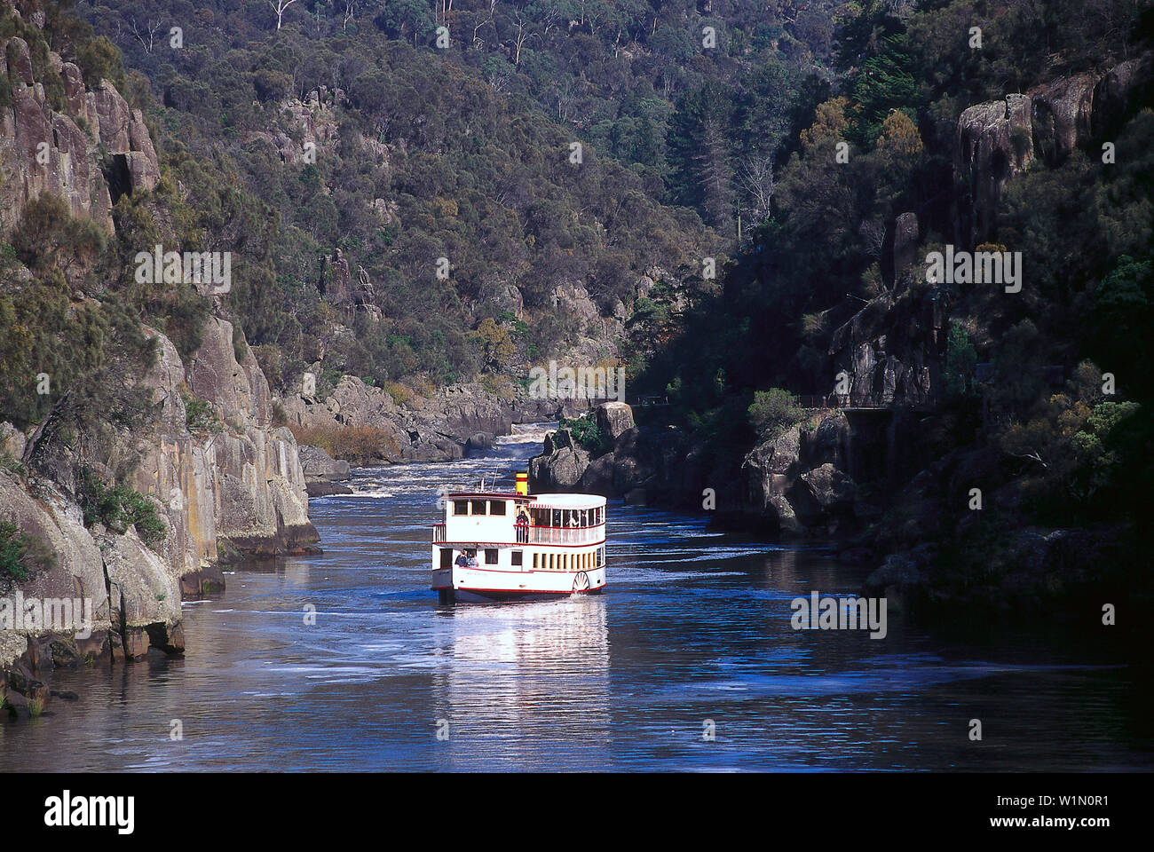 Paddle-steamer Lady Stelfox, Cataract Gorge, near Launceston Tasmania ...