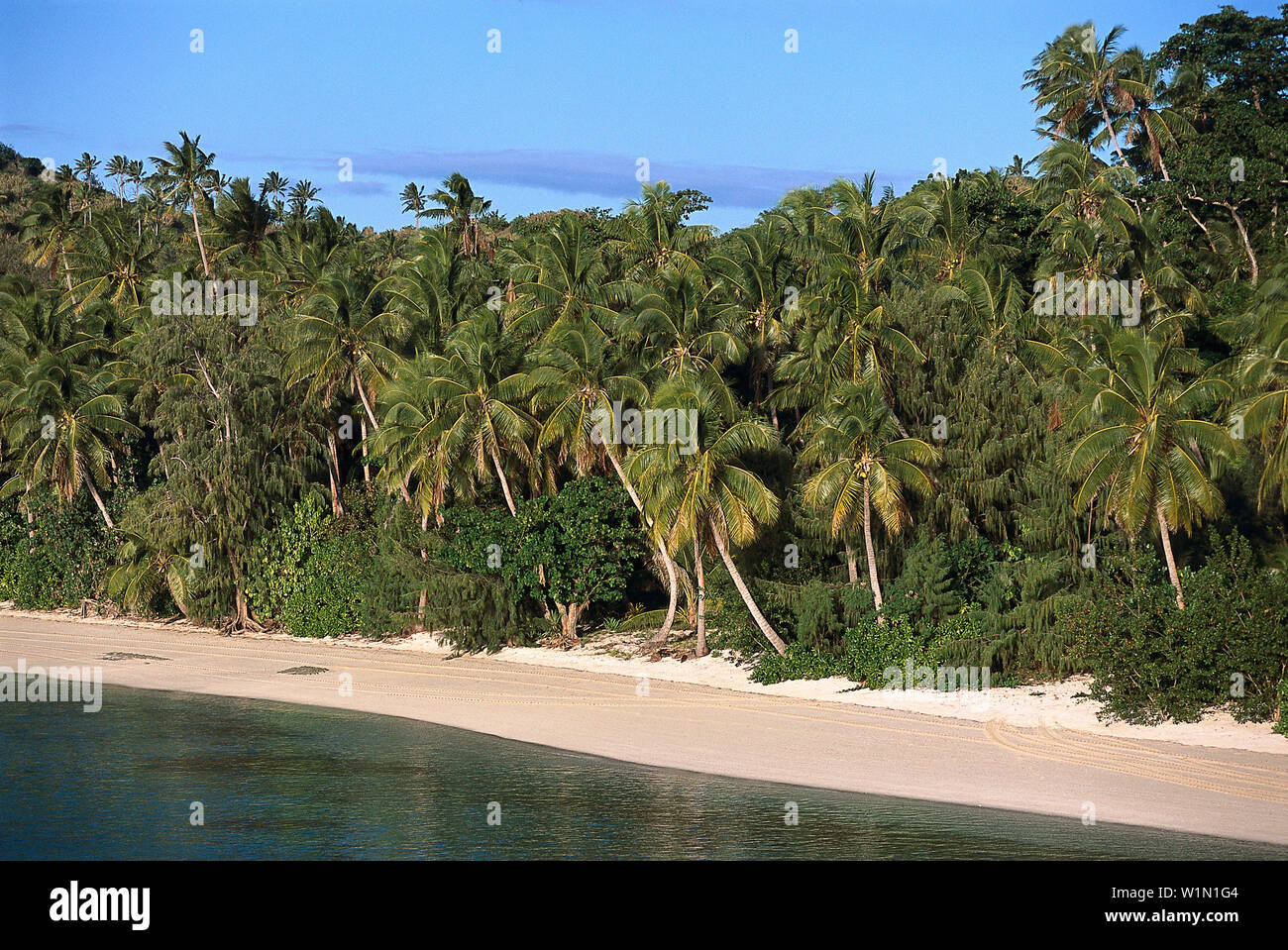 Beach at Sunset, Blue Lagoon Cruise, Yasawa Nanuya Lailai Island, Fiji ...