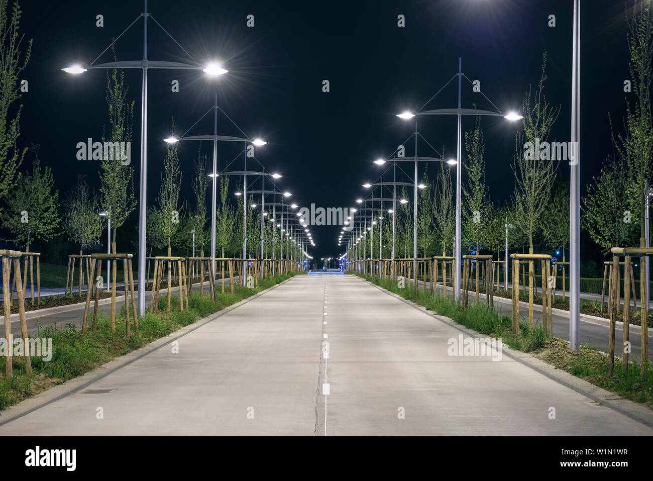 new constructed bus lane in Greater Strasbourg, Alsace, France Stock ...