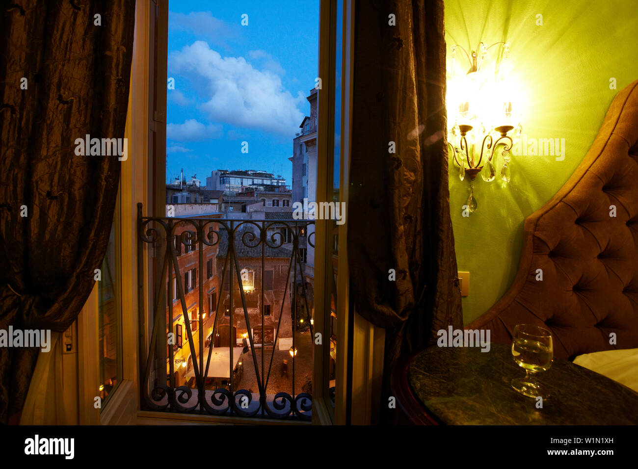 View out of the window of Hotel de Fiori towards Piazza del Biscione ...