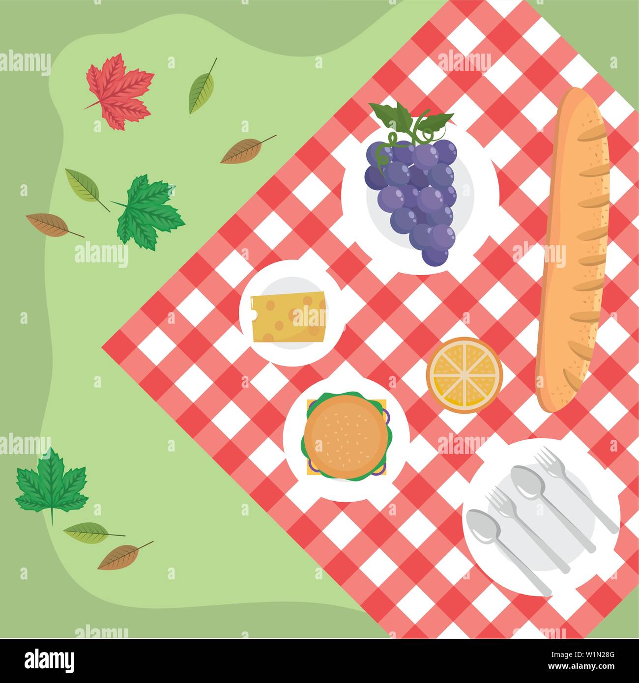 Picnic design, Food summer outdoor leisure healthy spring lunch and ...