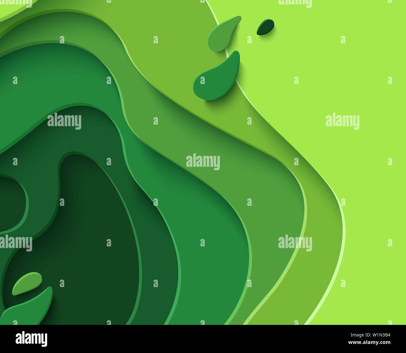 Eco abstract green paper cut background. Vector ecological banner Stock ...