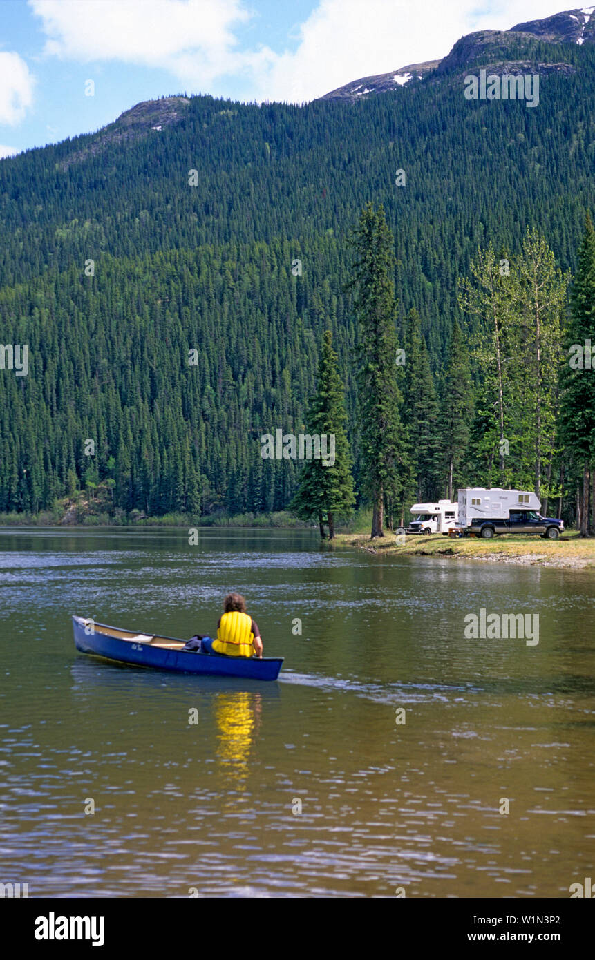 Kayaking on Dease River, Dease River, Stewart Cassier Highway, British ...