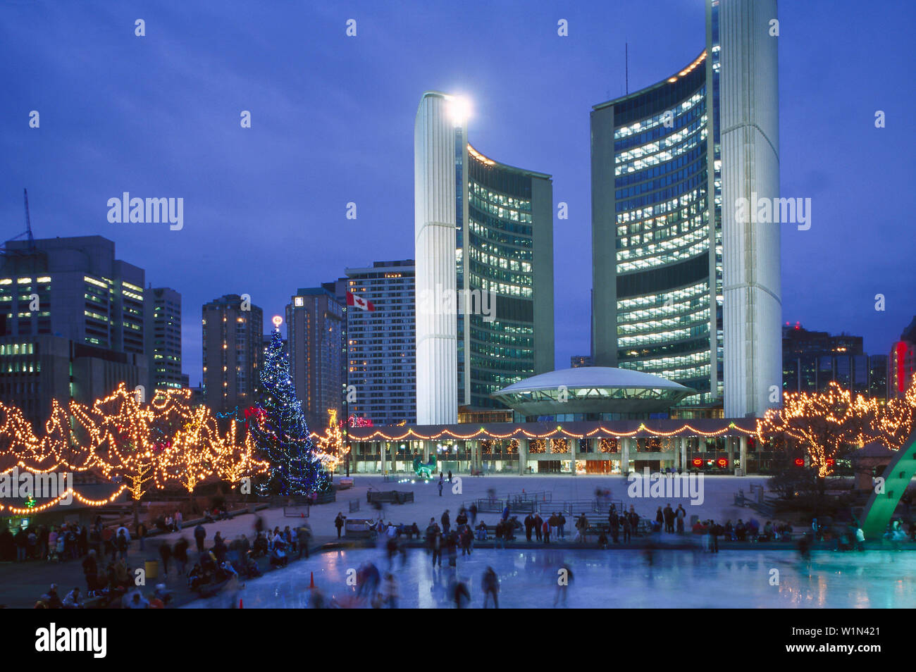 Skating rink, Nathan Philipps Square, City Hall Toronto, Canada Stock ...