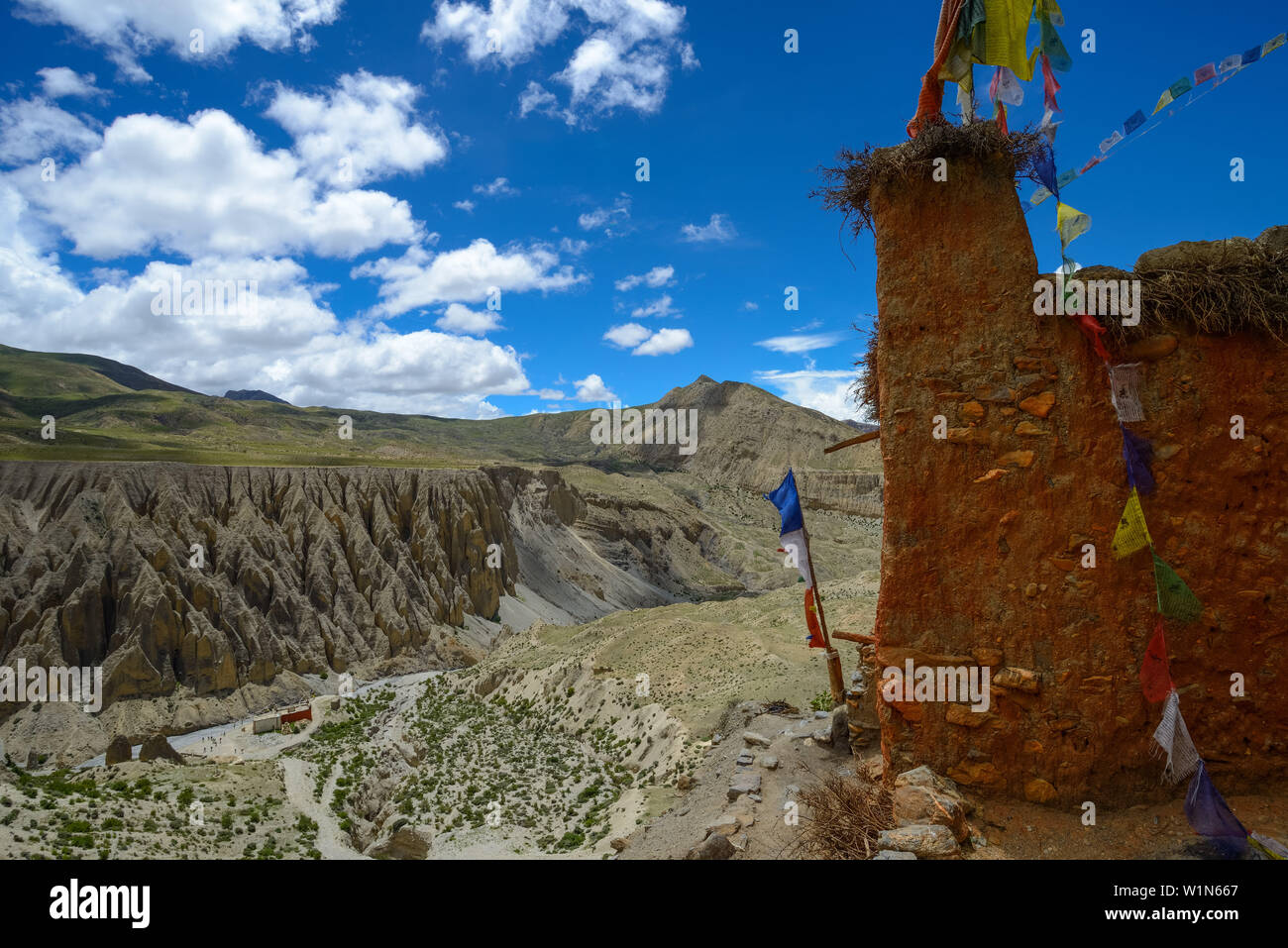 Luri Gompa, Luri Gumba, Buddhist monastery, cave temple with prayer ...