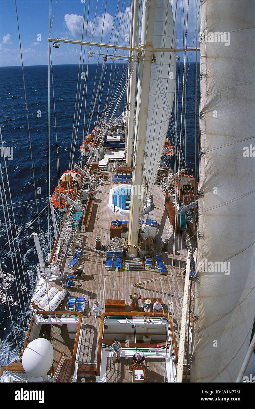 View from Mast, Star Clipper Caribbean Stock Photo - Alamy