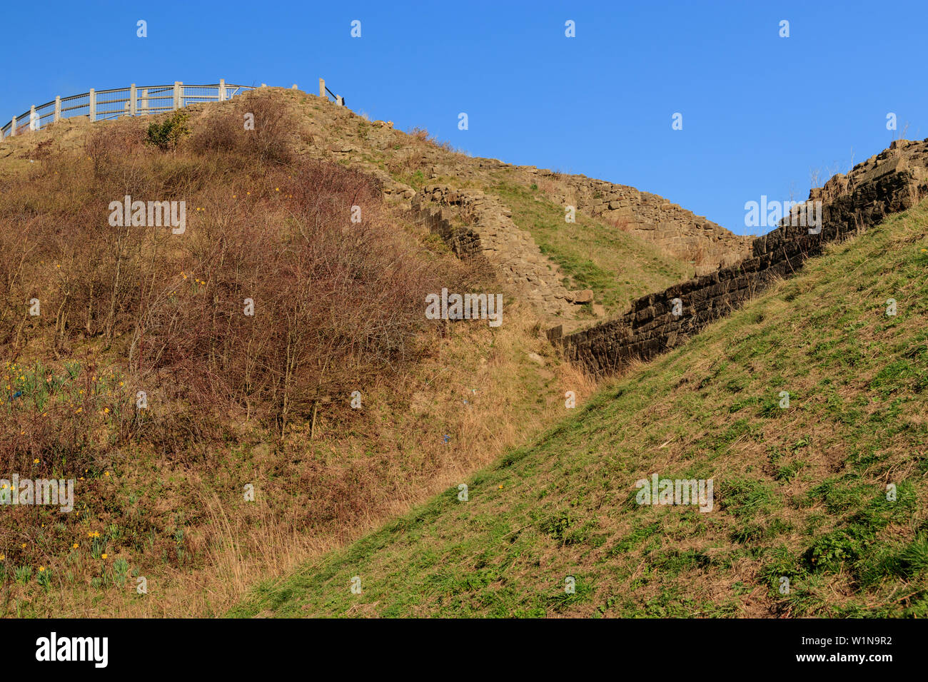 Foundation walls in the moat of Sandal Castle Stock Photo - Alamy