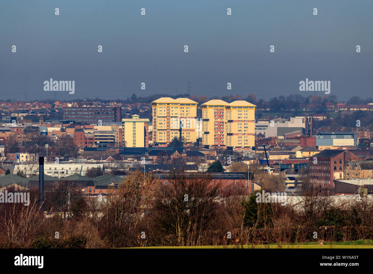 View of Wakefield City Centre from Sandal Castle Stock Photo - Alamy