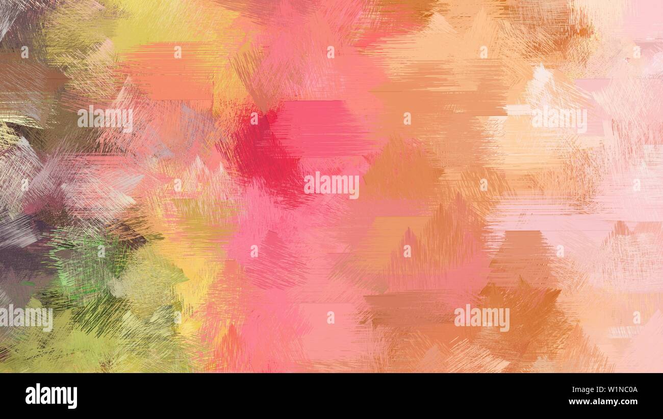 old painting brushed with dark salmon, baby pink and dark olive green ...