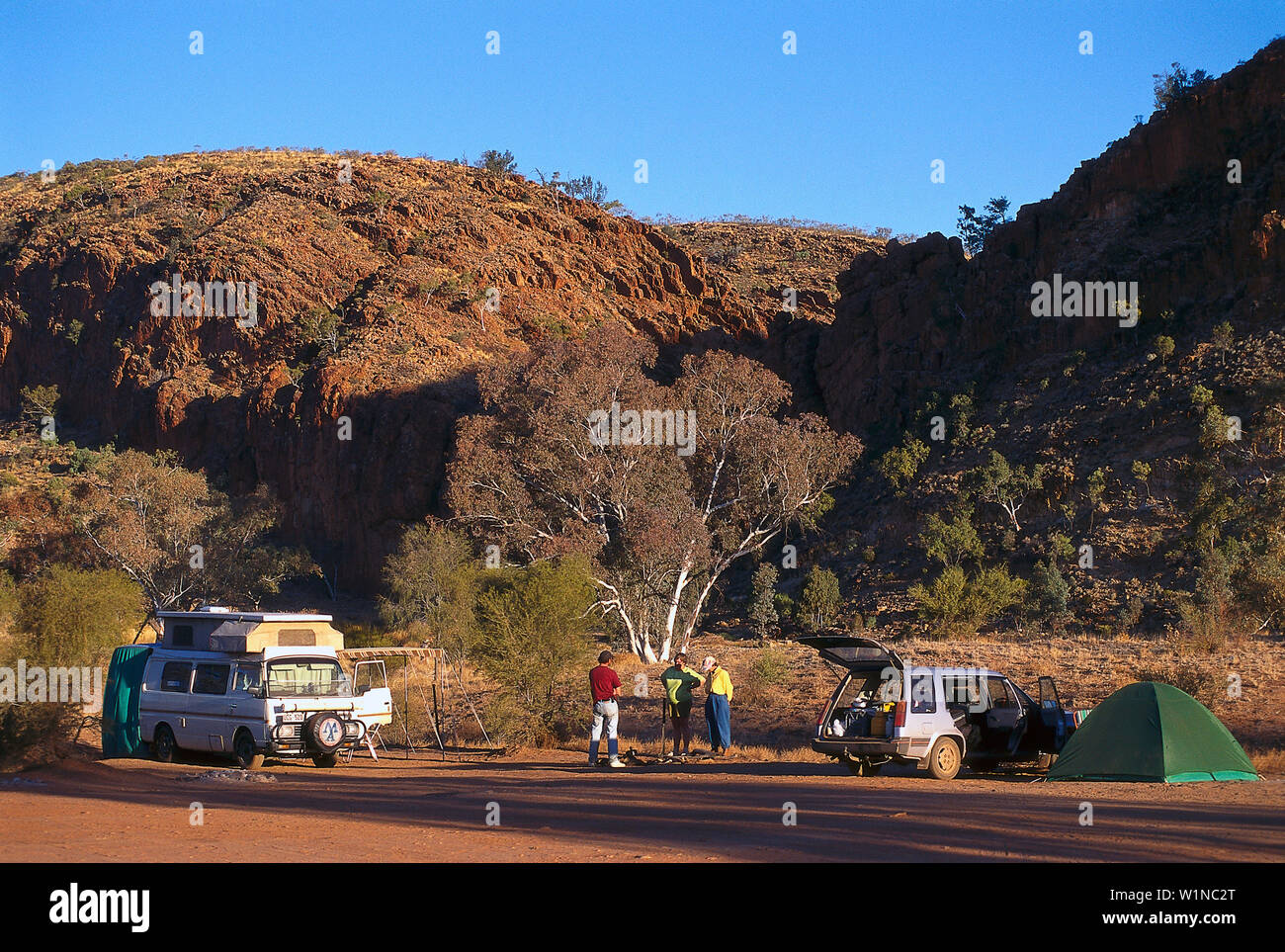 Campground at Glen Helen Gorge, West MacDonnell NP NT, Australia Stock ...