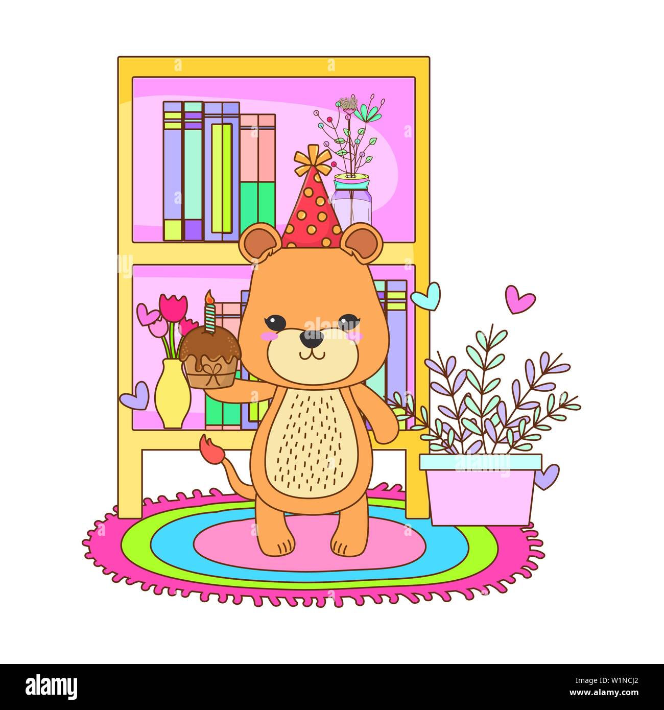 Lioness cartoon design, Animal happy birthday celebration decoration ...