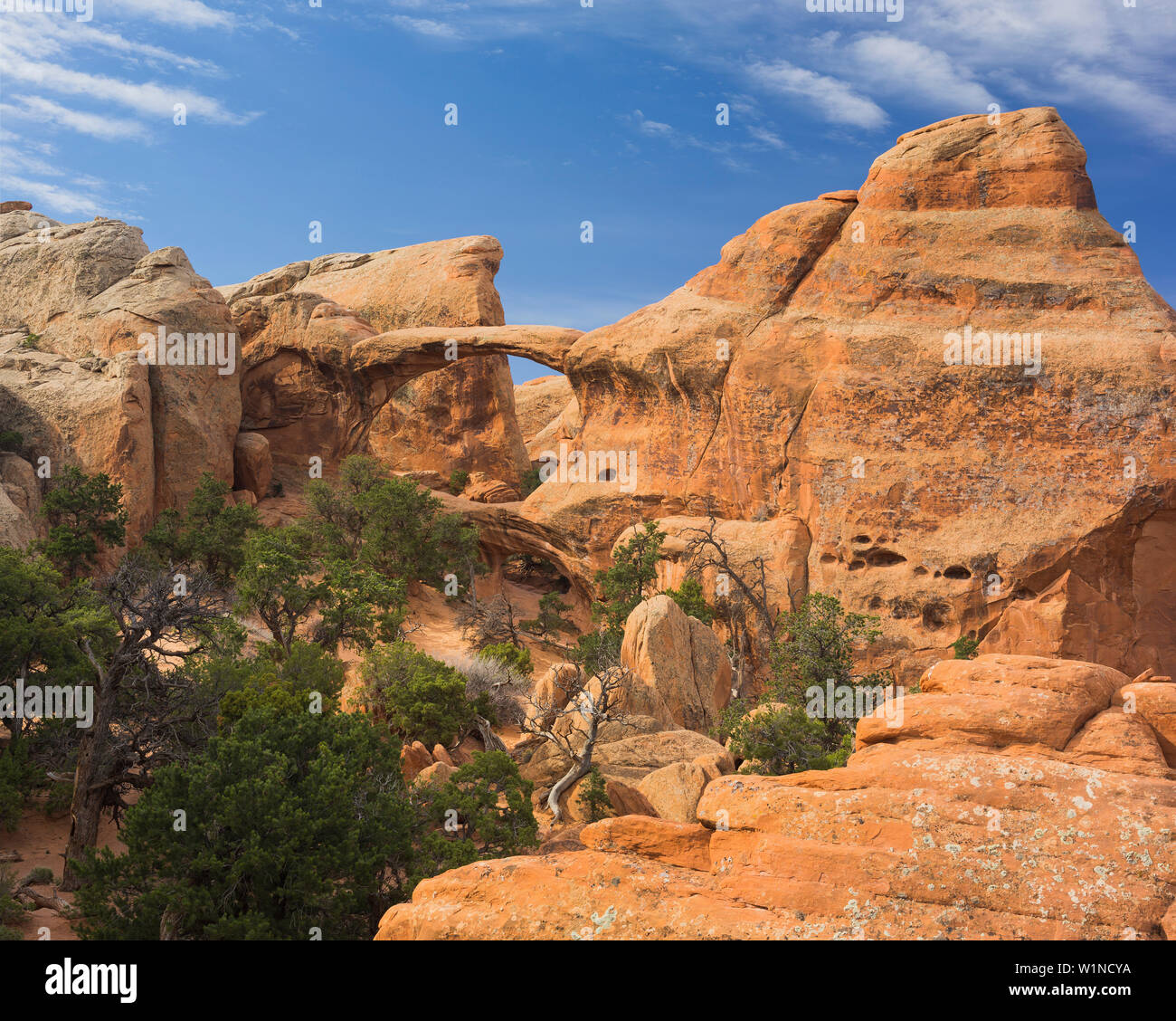 Double O Arch, Devils Garden, Arches National Park, Utah, USA Stock ...