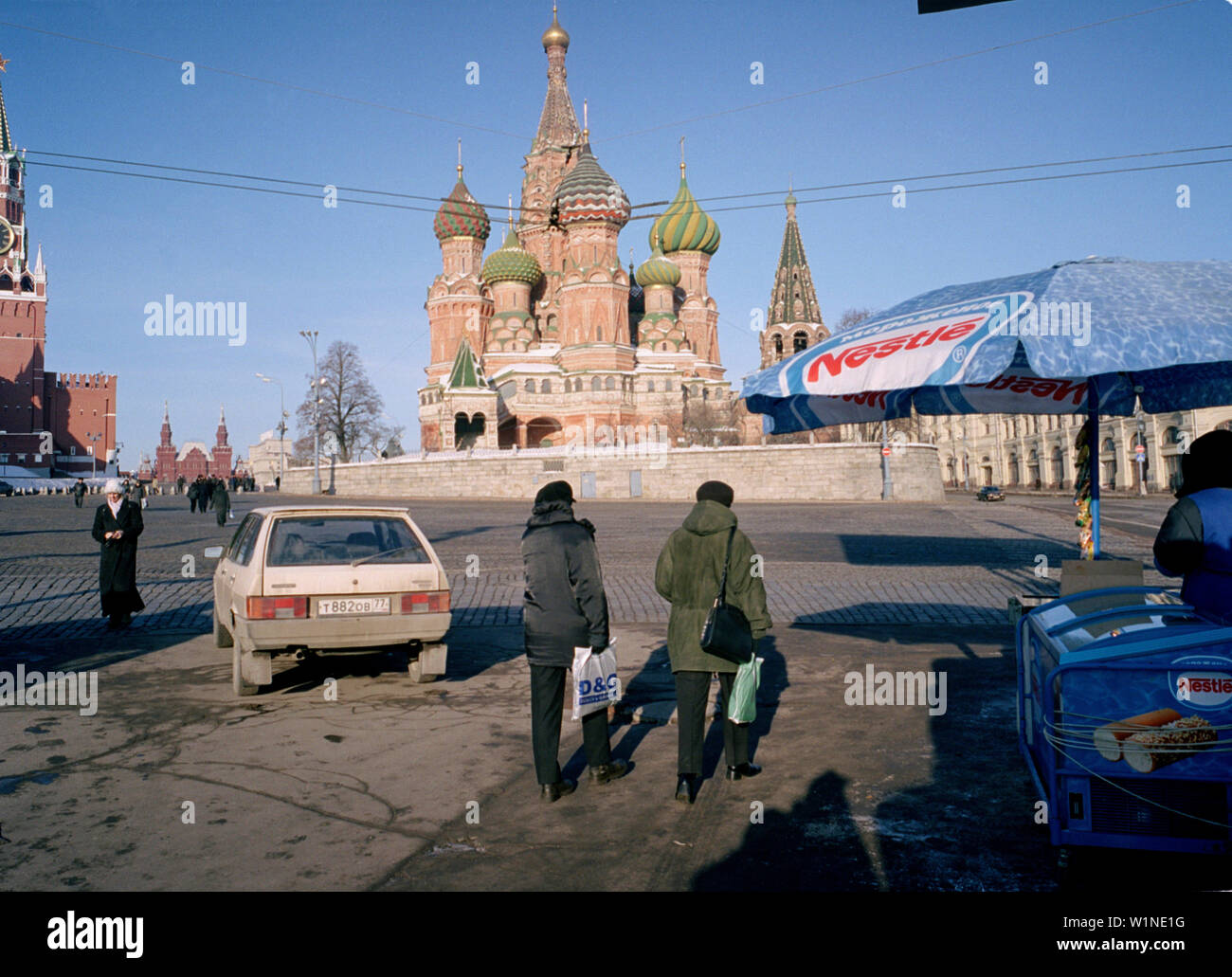 Ice cream stand behind Red Square, Moscow Russia Stock Photo - Alamy