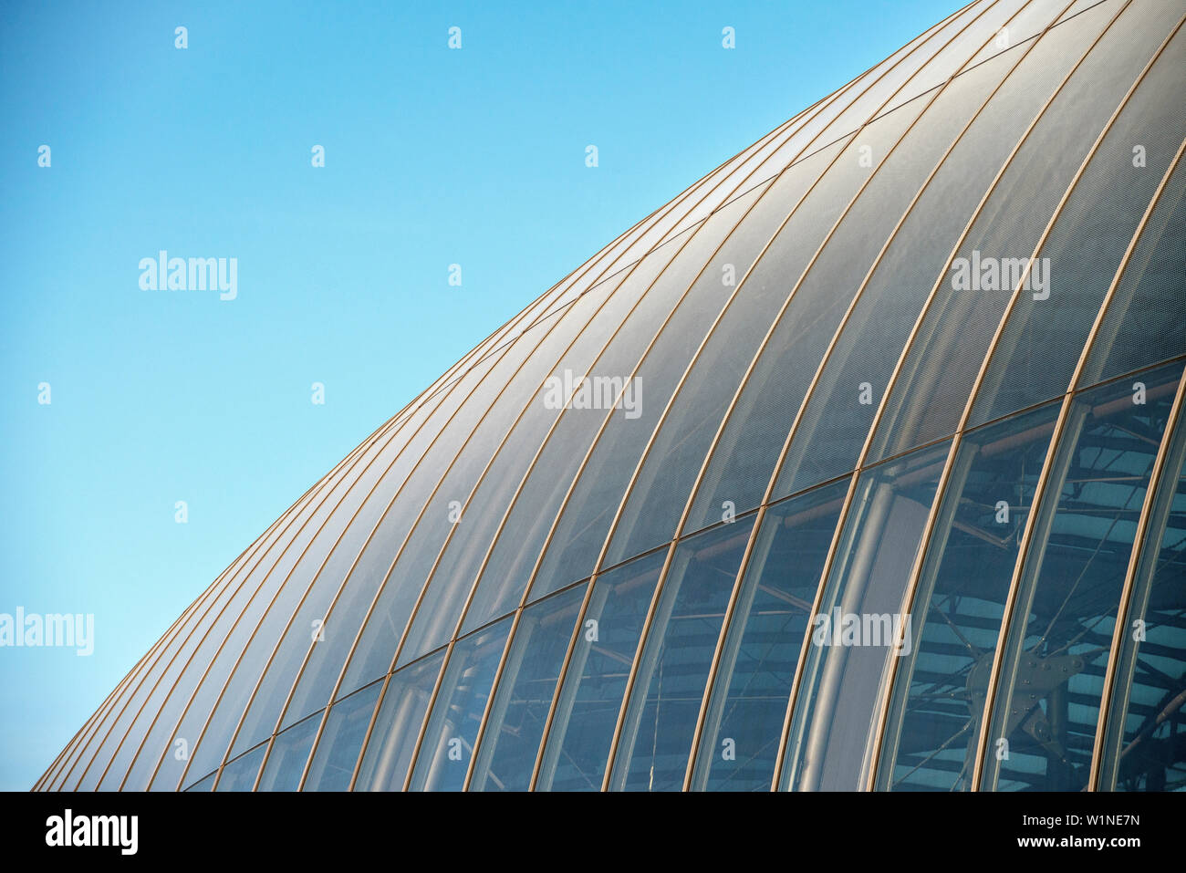 Detail of modern glass architecture that protects the historical ...