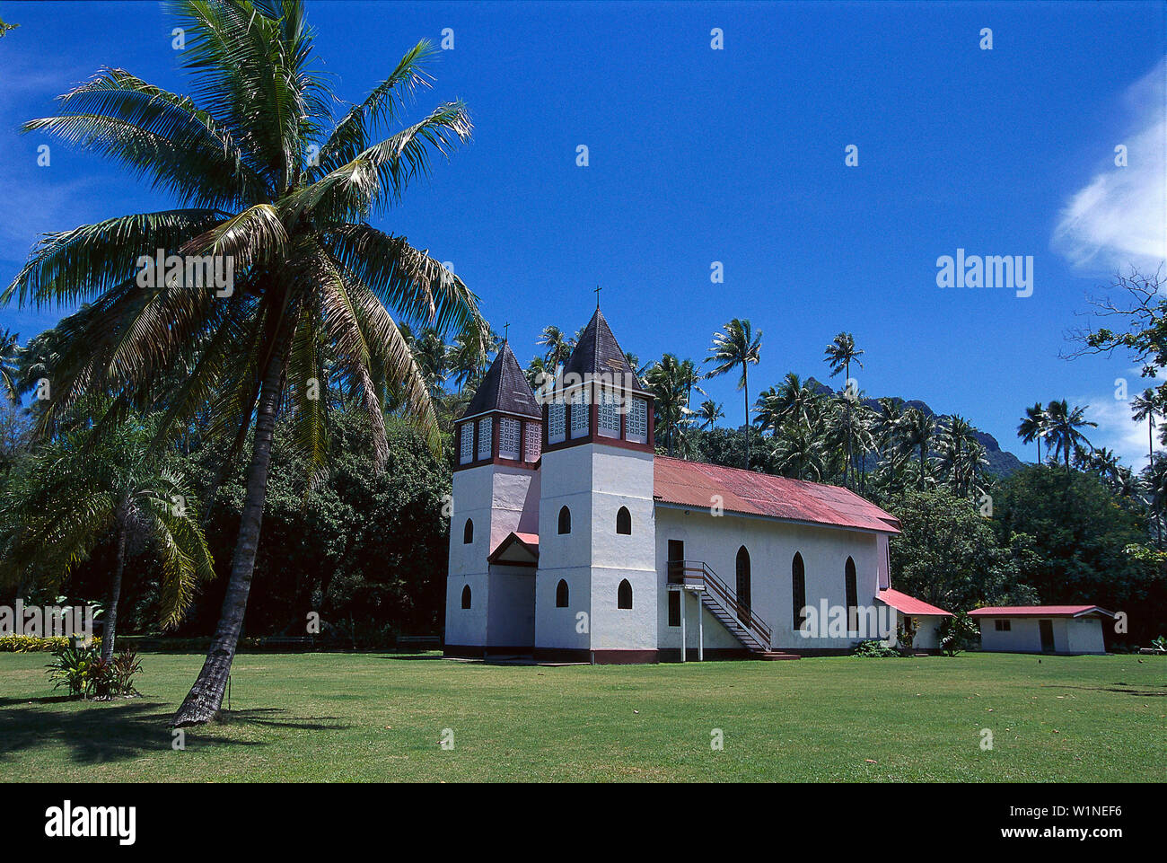 Catholic Church at Haapiti, Moorea French Polynesia Stock Photo - Alamy