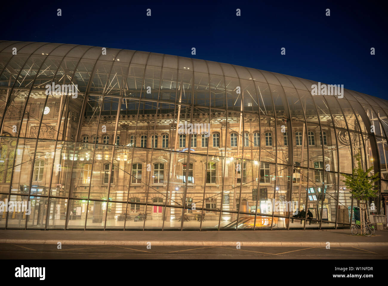 modern glass architecture protecting historical building of central ...