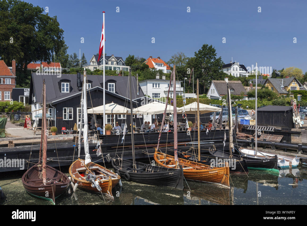 Boats in harbour Snekkersten in Helsingør, Island of Zealand ...