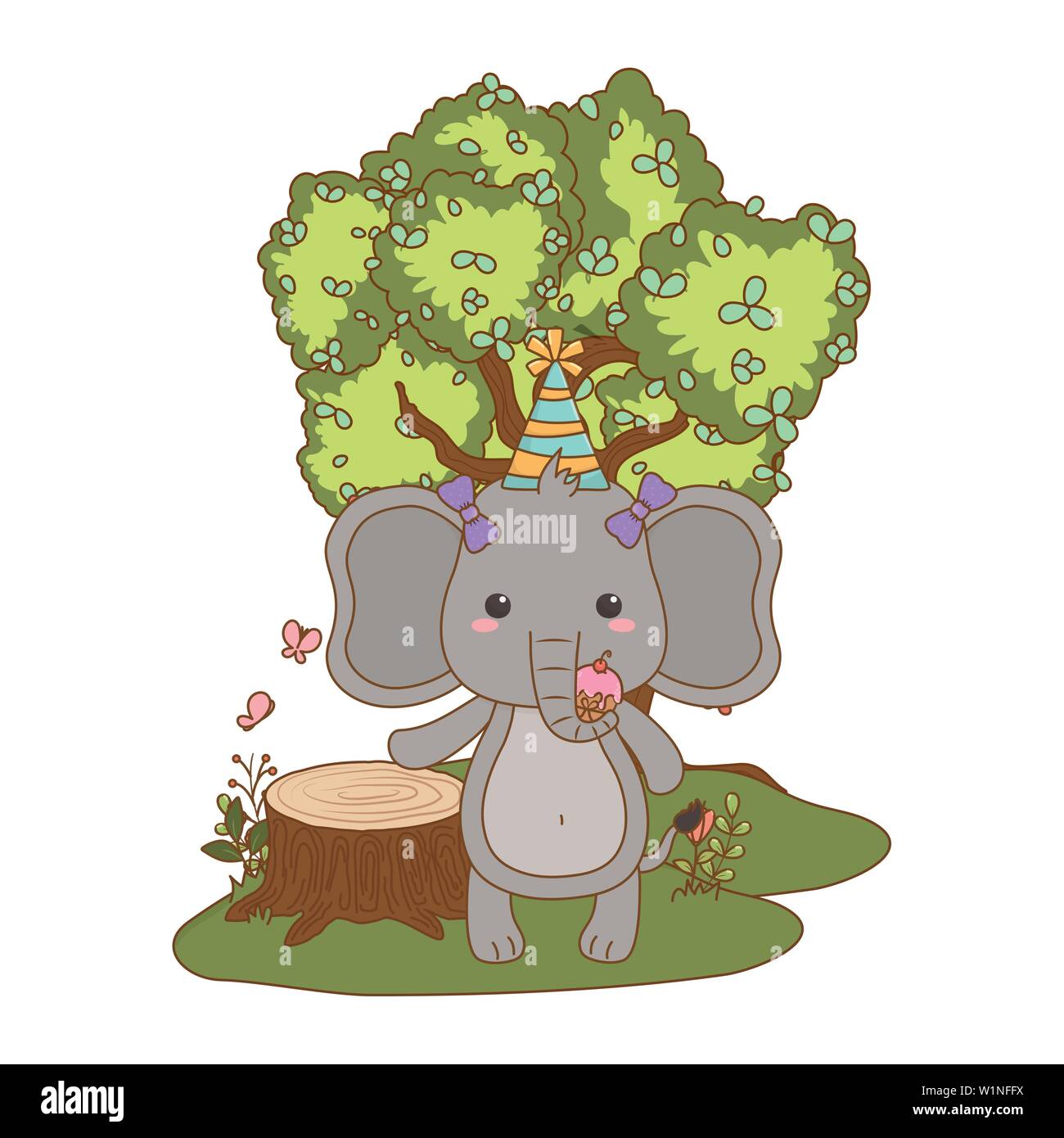 Elephant cartoon design, Animal happy birthday celebration decoration ...