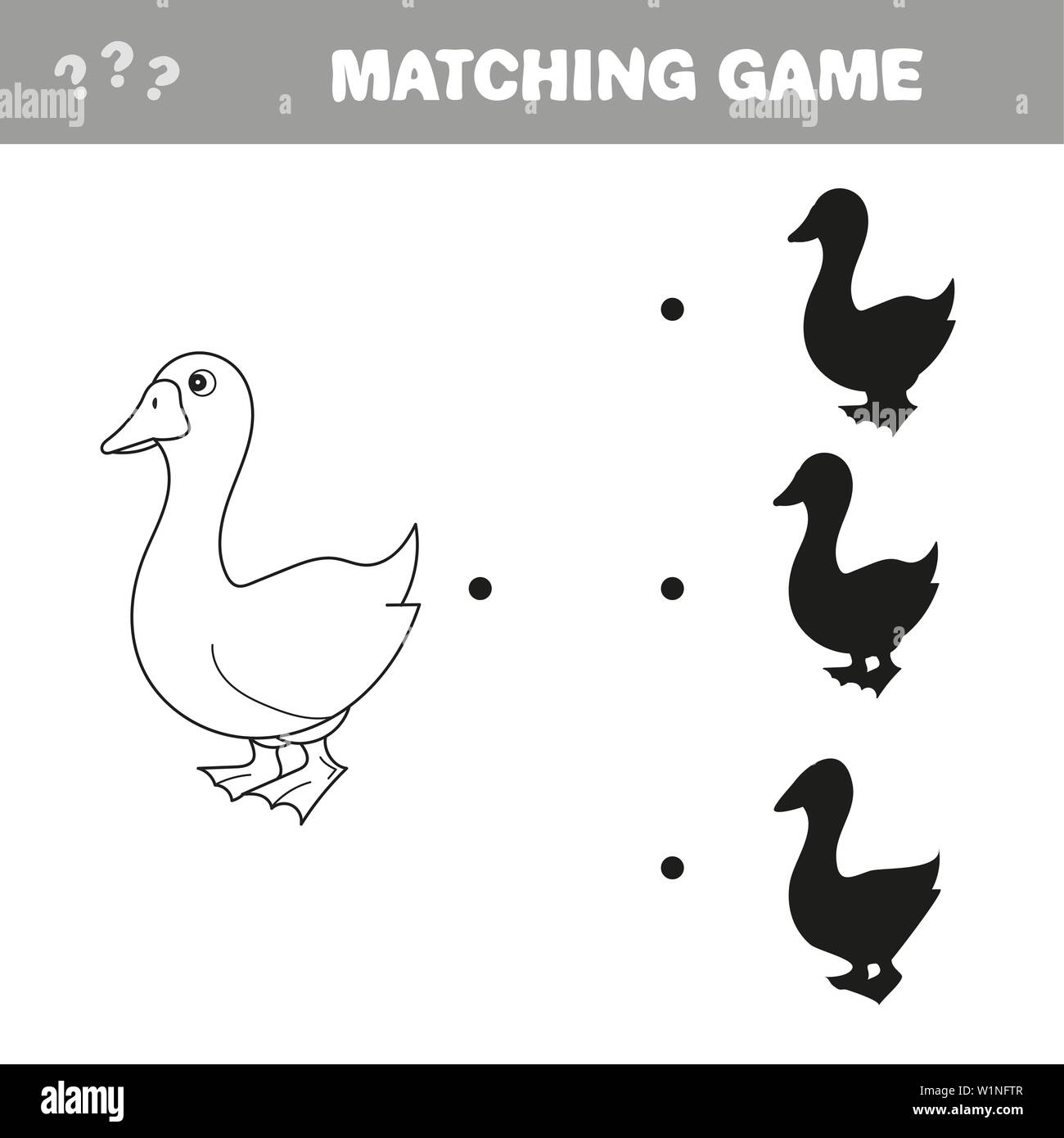 Goose birds shadow matching game vector illustration for childrem Stock ...