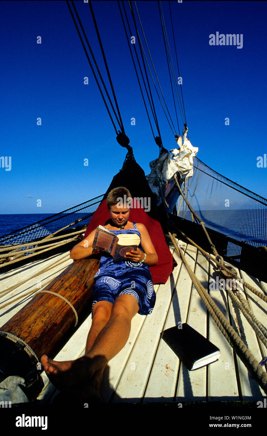 Traditional Sailing Ship -Open Ocean French Polynesia - South Pacific ...