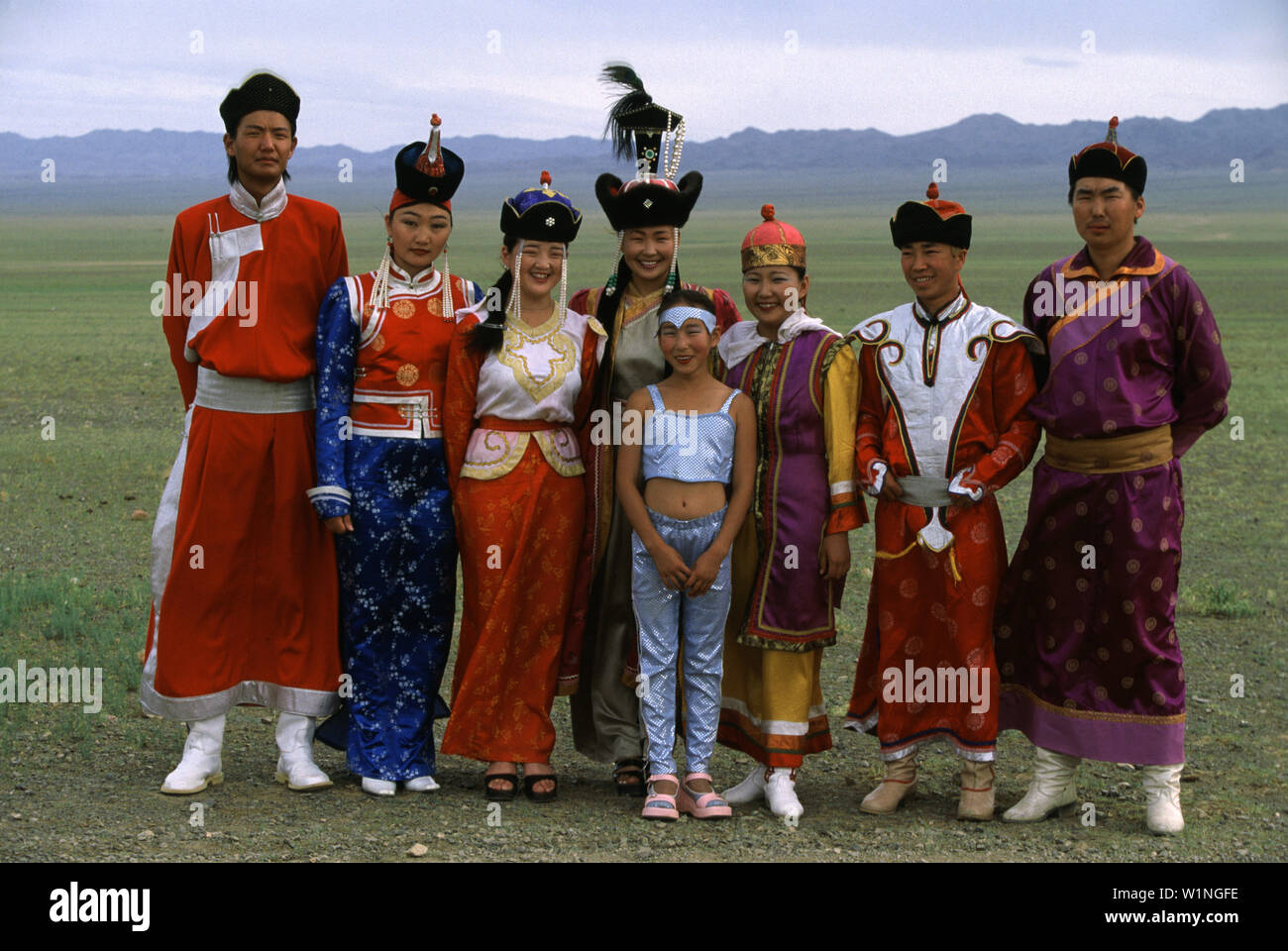 Traditional costumes, Gobi desert, Mongolia Asia Stock Photo - Alamy