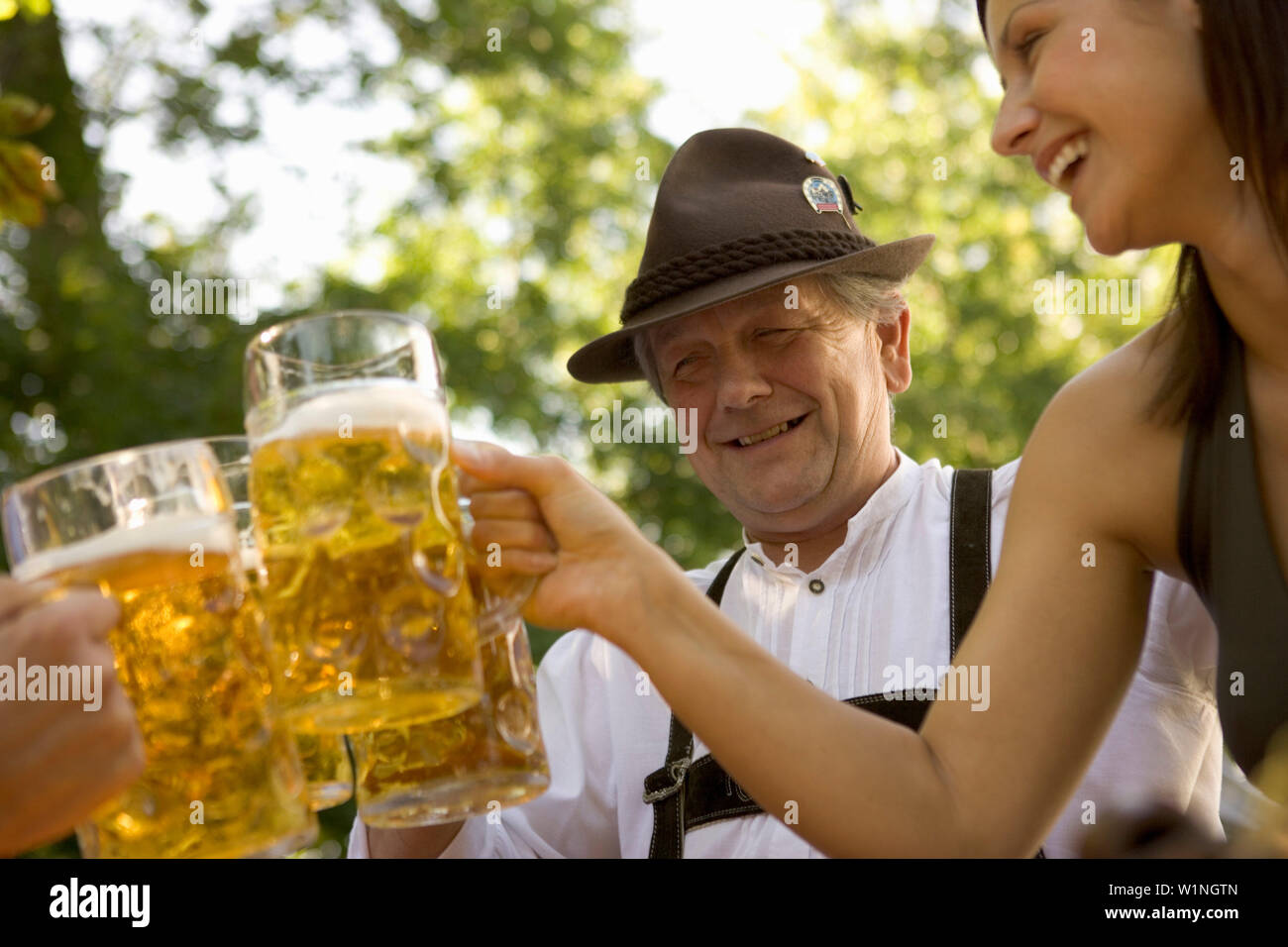 Friends in beergarden, Starnberger See Bavaria, Germany Stock Photo - Alamy