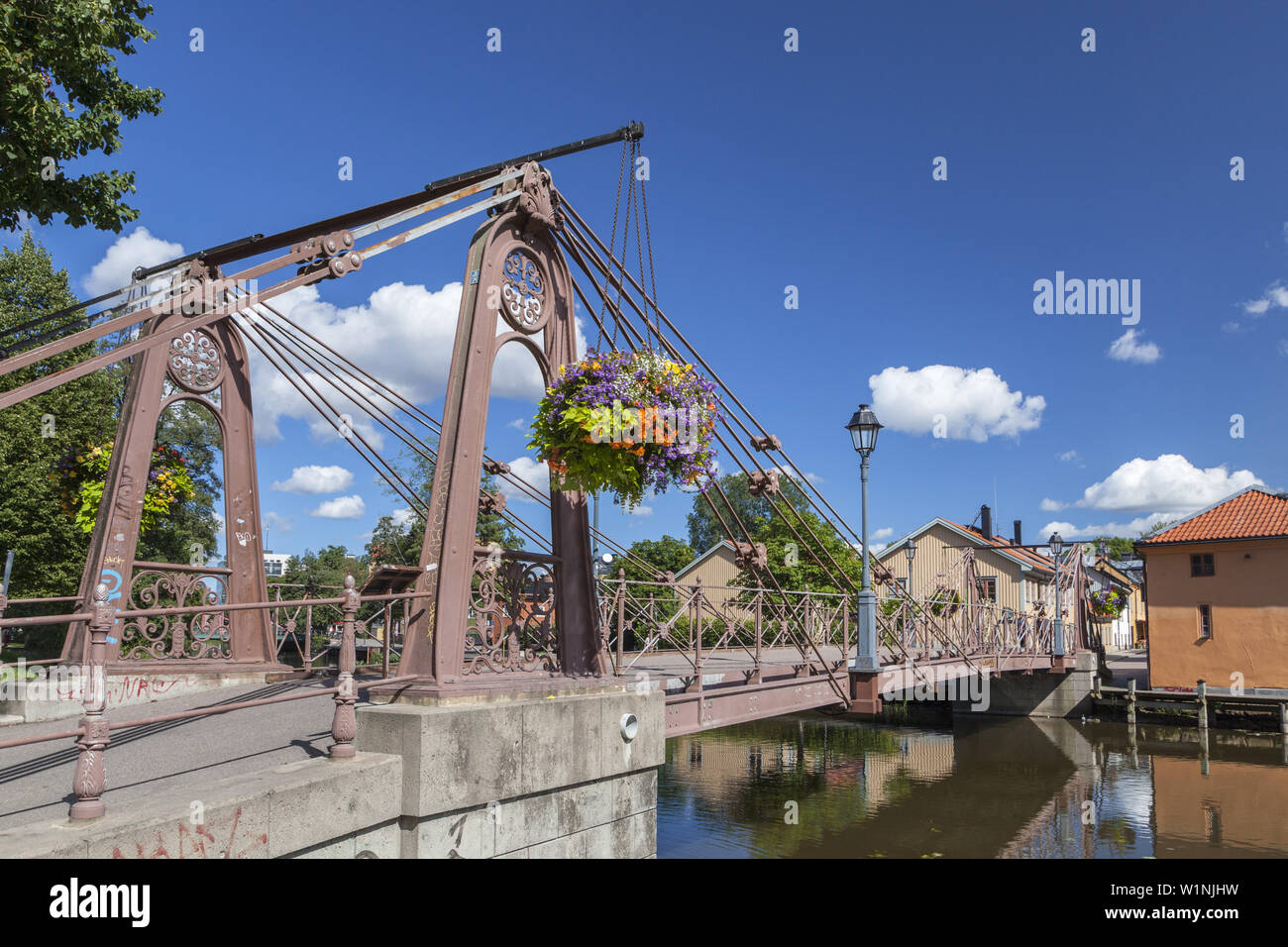 The bridge Järnbron over the river Fyrisan in Uppsala, Uppland, South ...