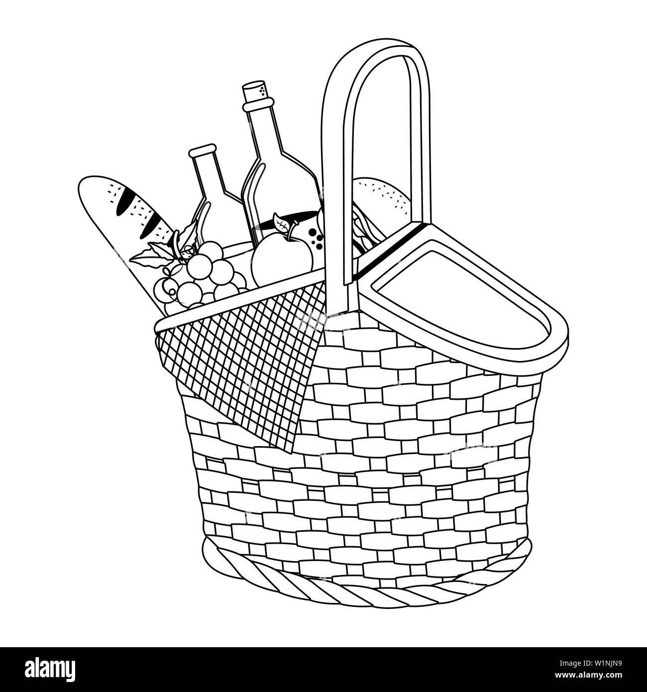 Picnic basket design, Food summer outdoor leisure healthy spring lunch ...