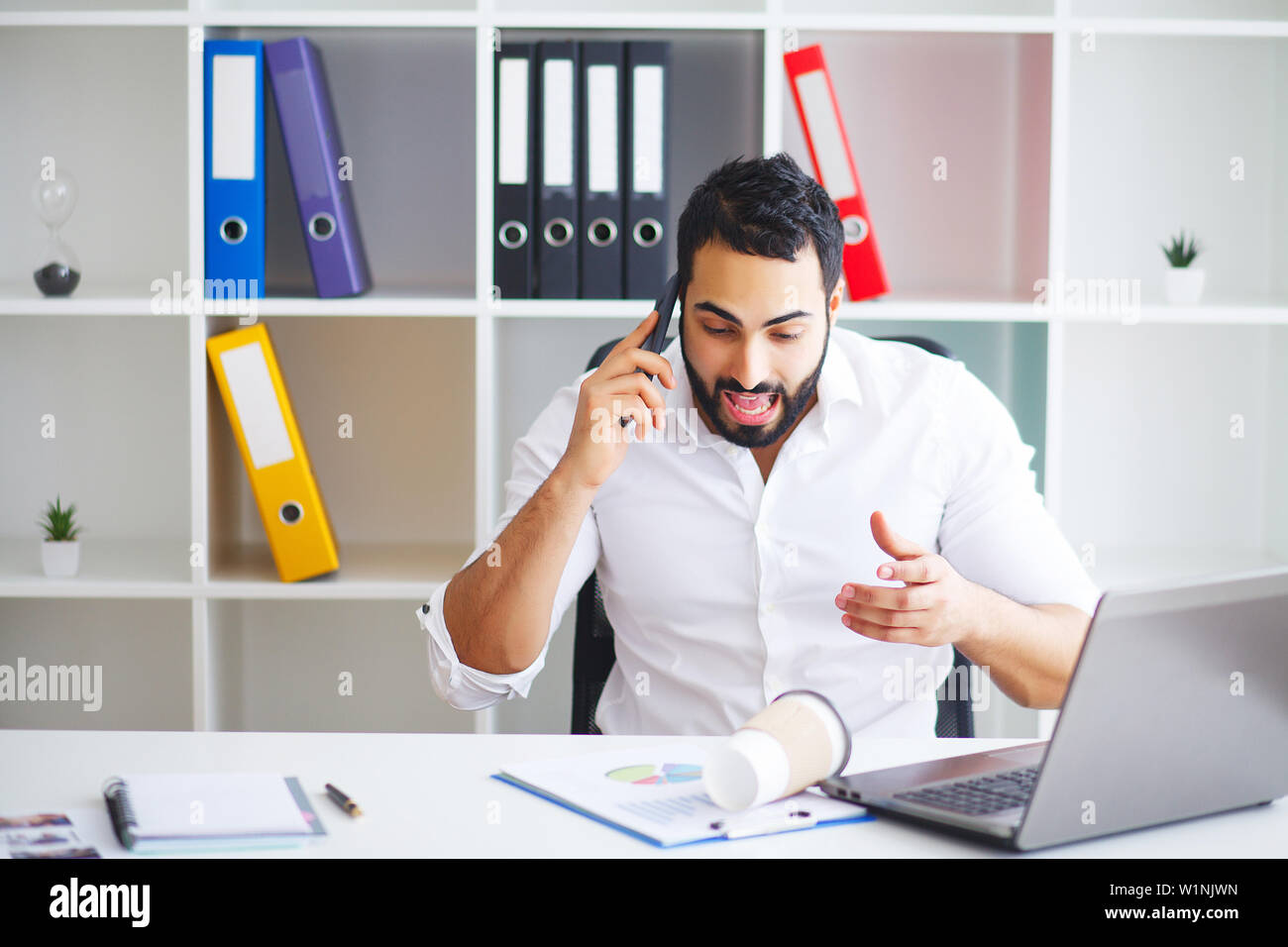 Man Working At Computer In Contemporary Office Stock Photo - Alamy