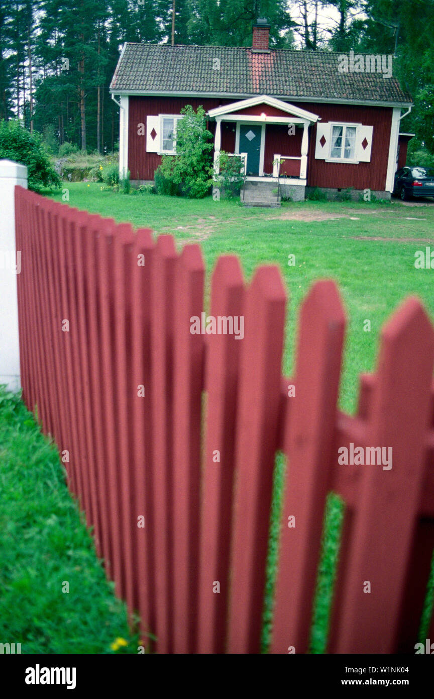 Typical House with fence, Sweden Stock Photo - Alamy