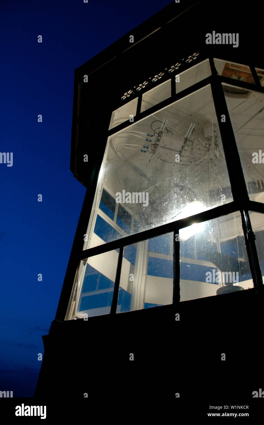 Lighthouse in the night, Lake of Constance, Bavaria Germany Stock Photo ...