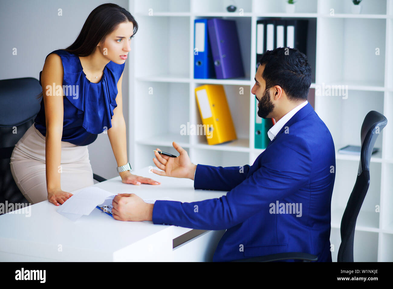 Business people conflict working problem, angry boss argue scream to ...