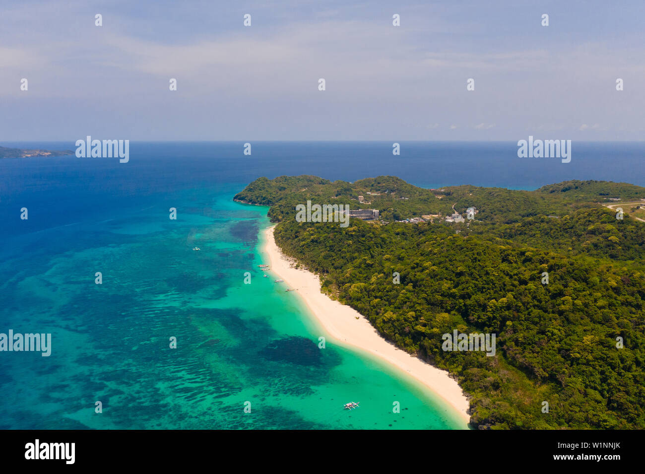 Puka Shell Beach. Seascape with island of Boracay, Philippines, top ...