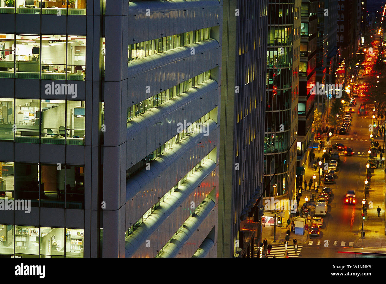office building by night, Philadelphia, Pennsylvania, USA Stock Photo ...