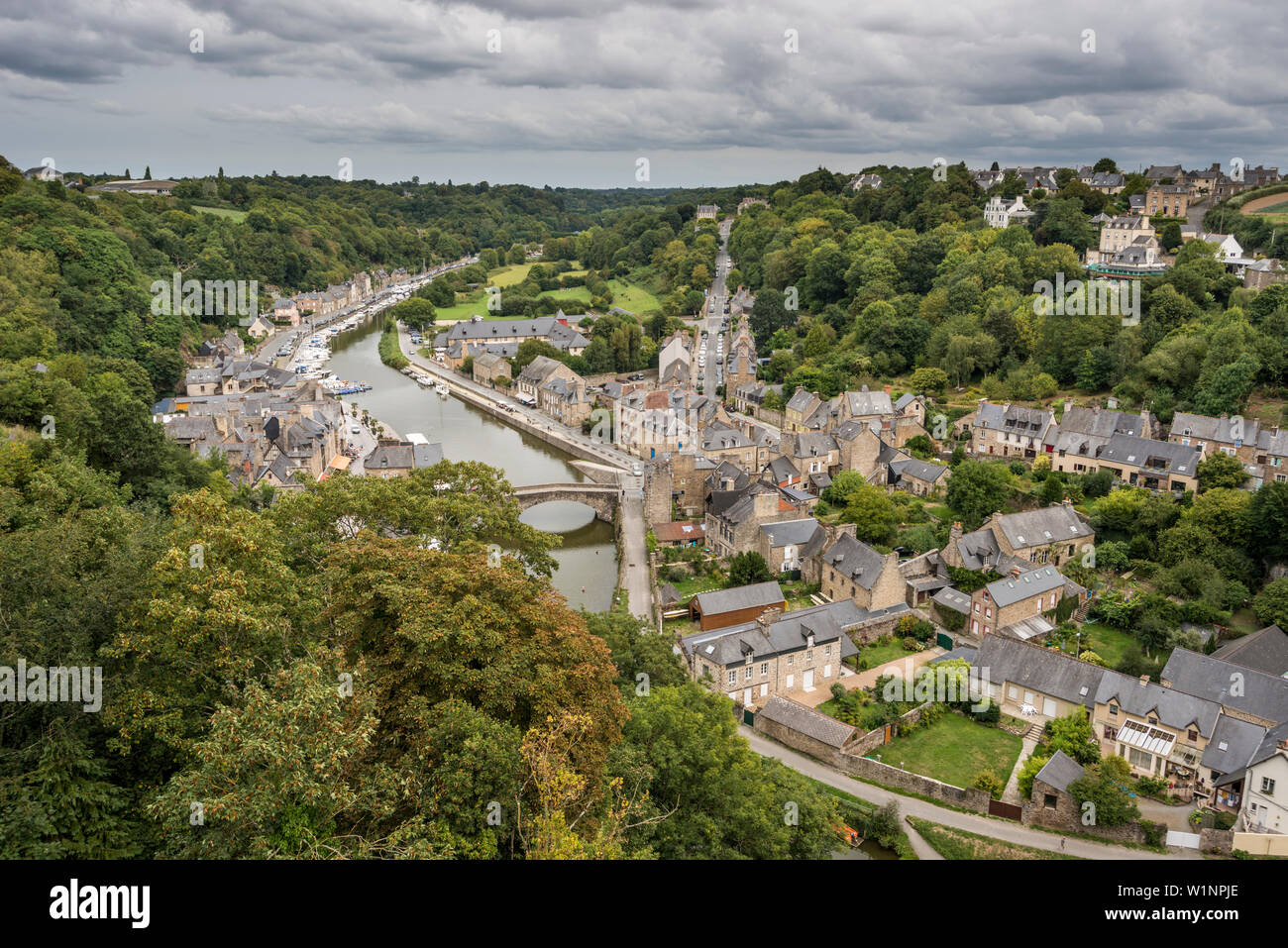 View of Port de Dinan, River Rance and its surrounding areas , Brittany ...