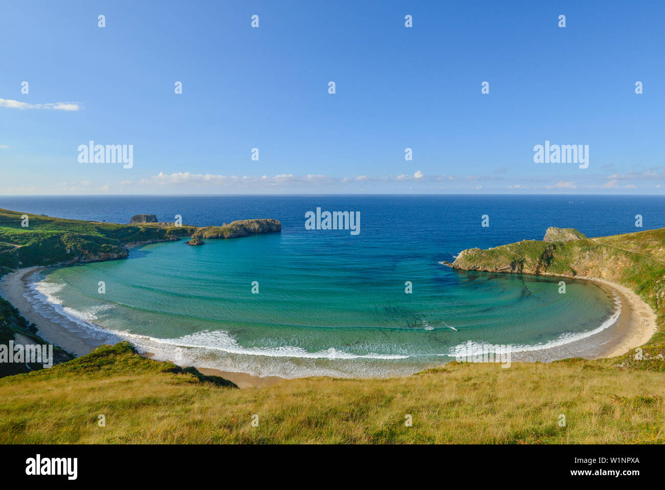 Bay of Torimbia Beach, Niembro, Barro, Bay of Biscay, Biscaya, Costa ...